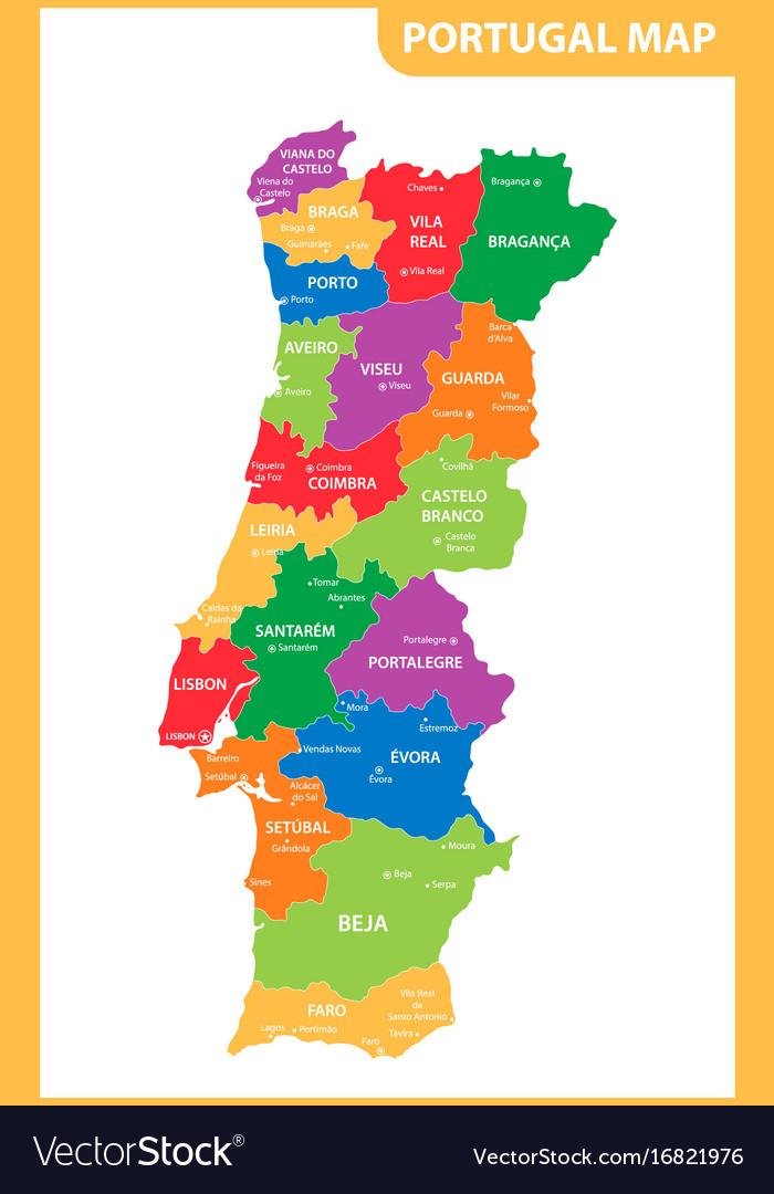 Portugal provinces map - Map of Portugal provinces (Southern Europe ...